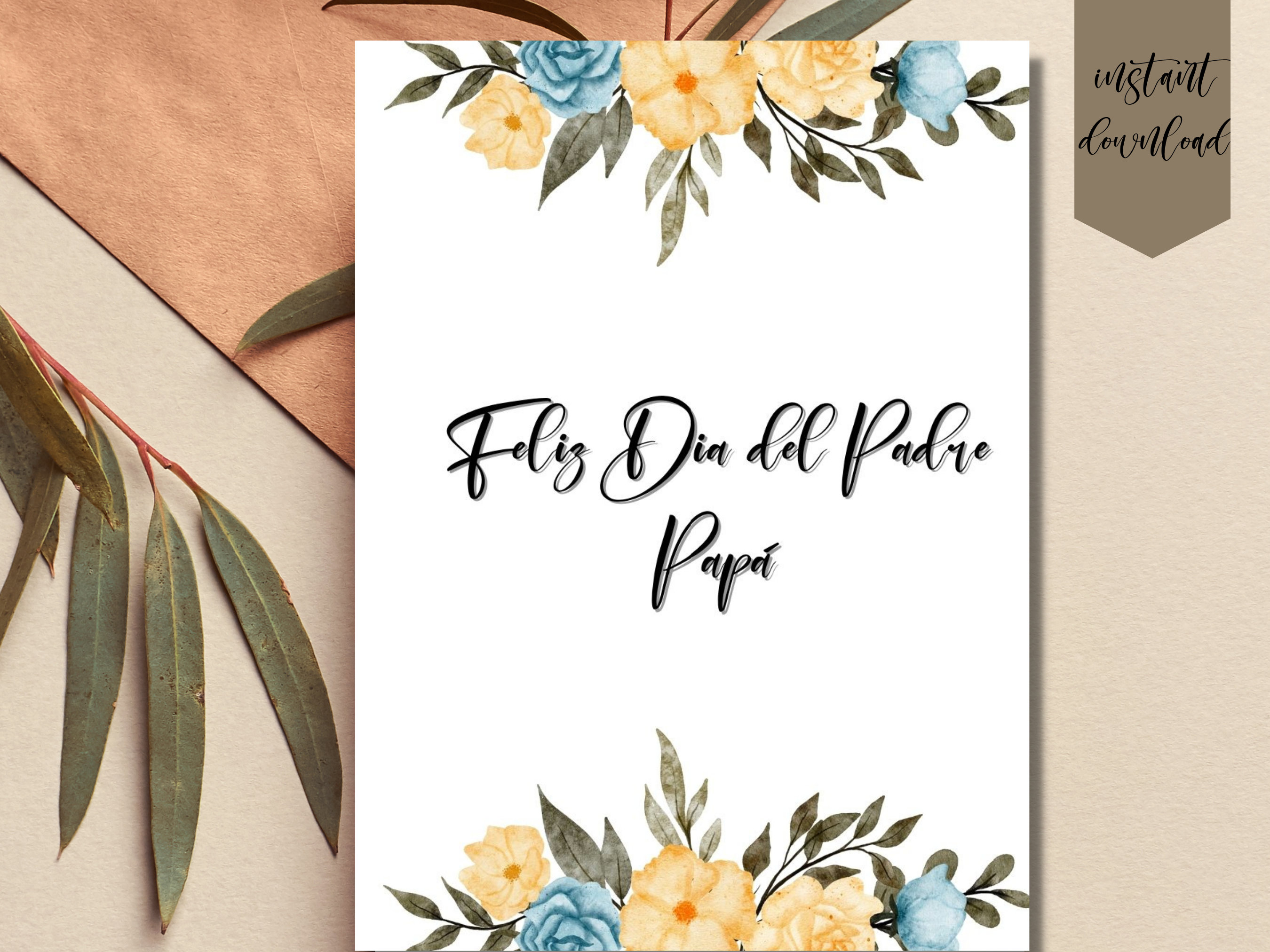 Feliz Dia Del Padre | Printable Card | Spanish Father's Day Card | PDF ...