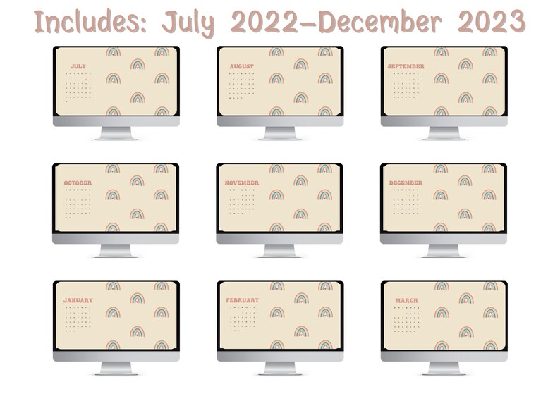 Desktop Wallpaper Calendar July 2022-dec 2023 Boho Desktop Wallpaper ...
