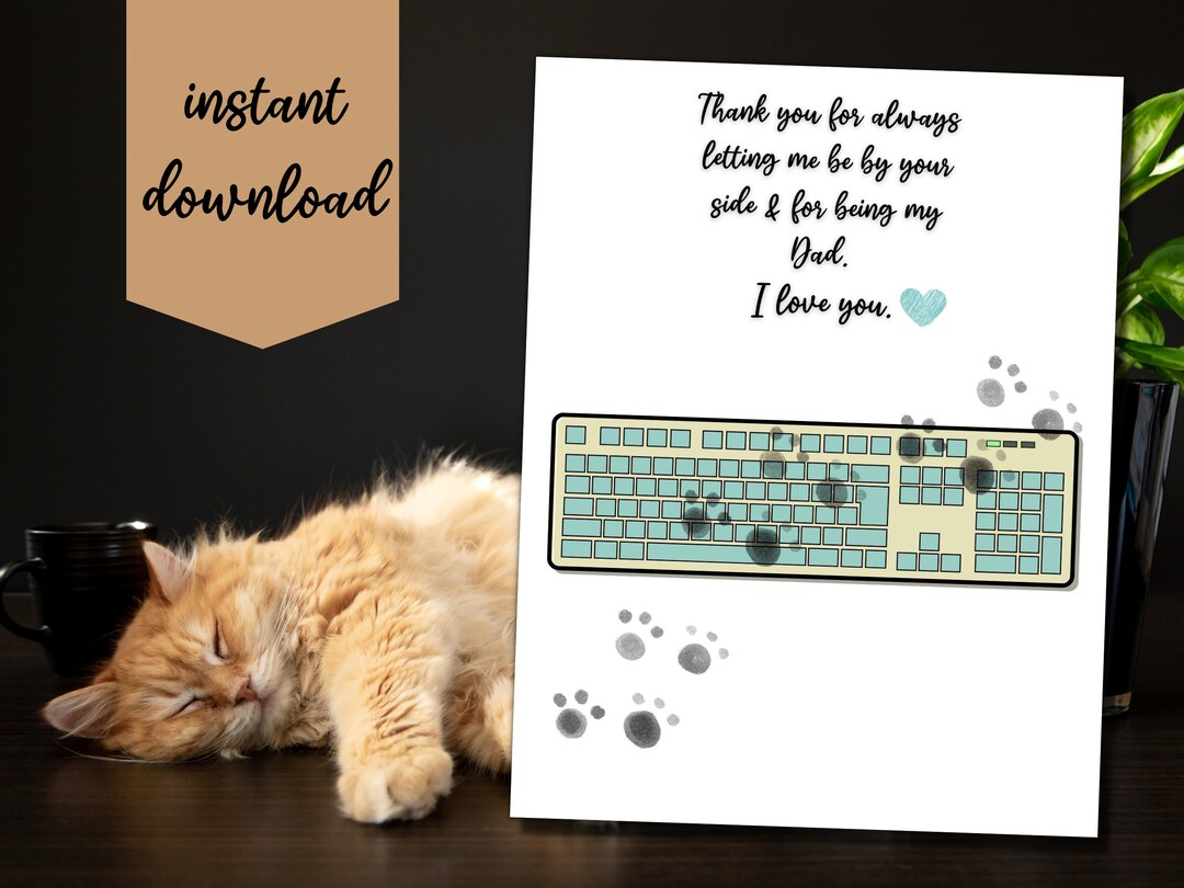 Father's Day Paw Print Art Printable | Father's Day | Cat Dad | Cat Dad ...
