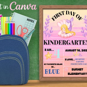 Editable Mermaid First Day of School Sign | Reusable Back to School ...