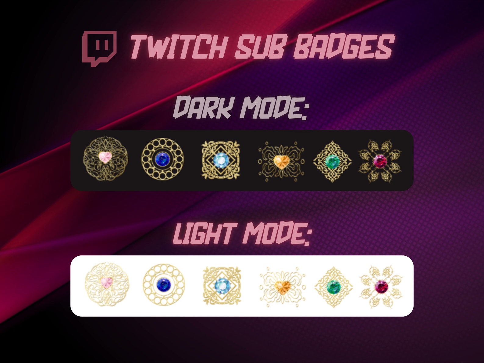 Twitch Sub Badges Bit Badges Badges for Streamers Jewel Badges Gem ...