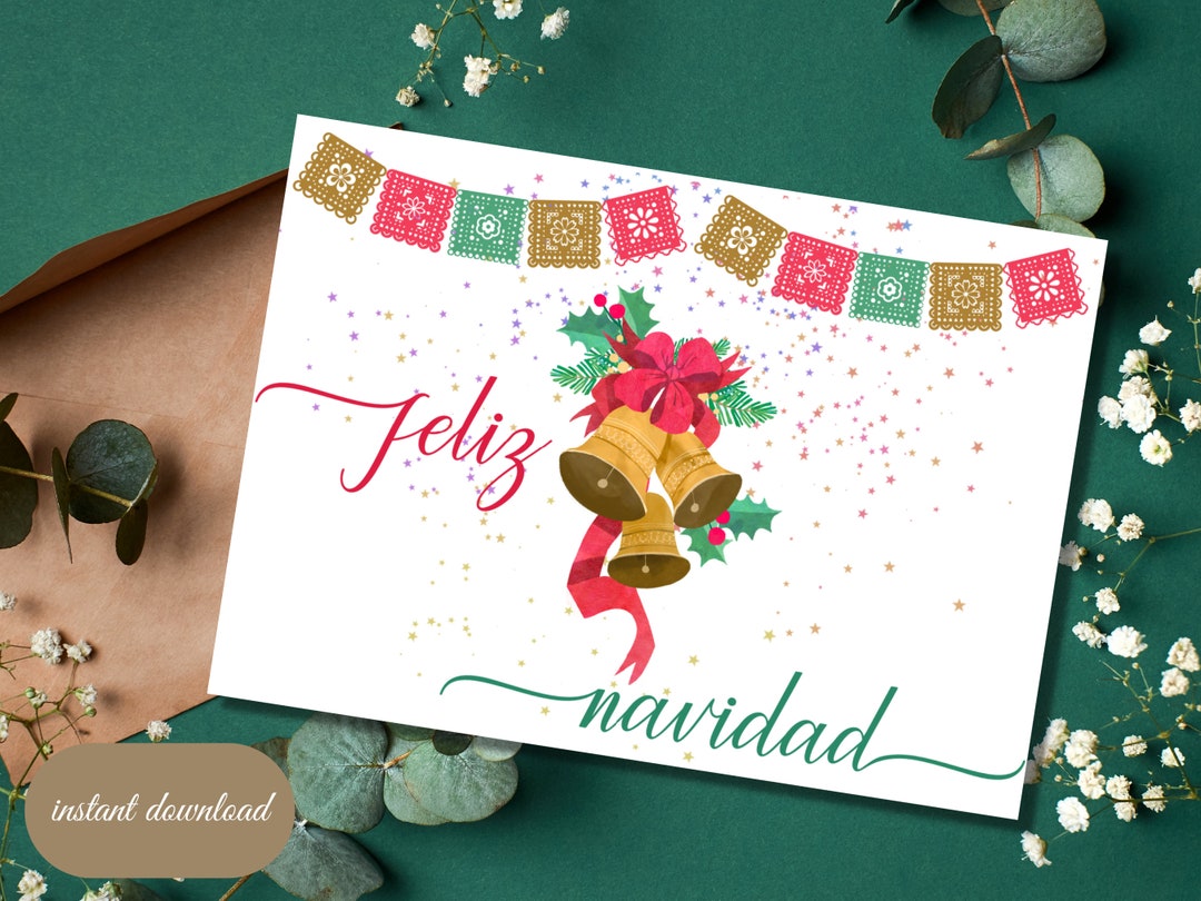 Printable Spanish Christmas Card | Feliz Navidad Card | Merry Christmas ...