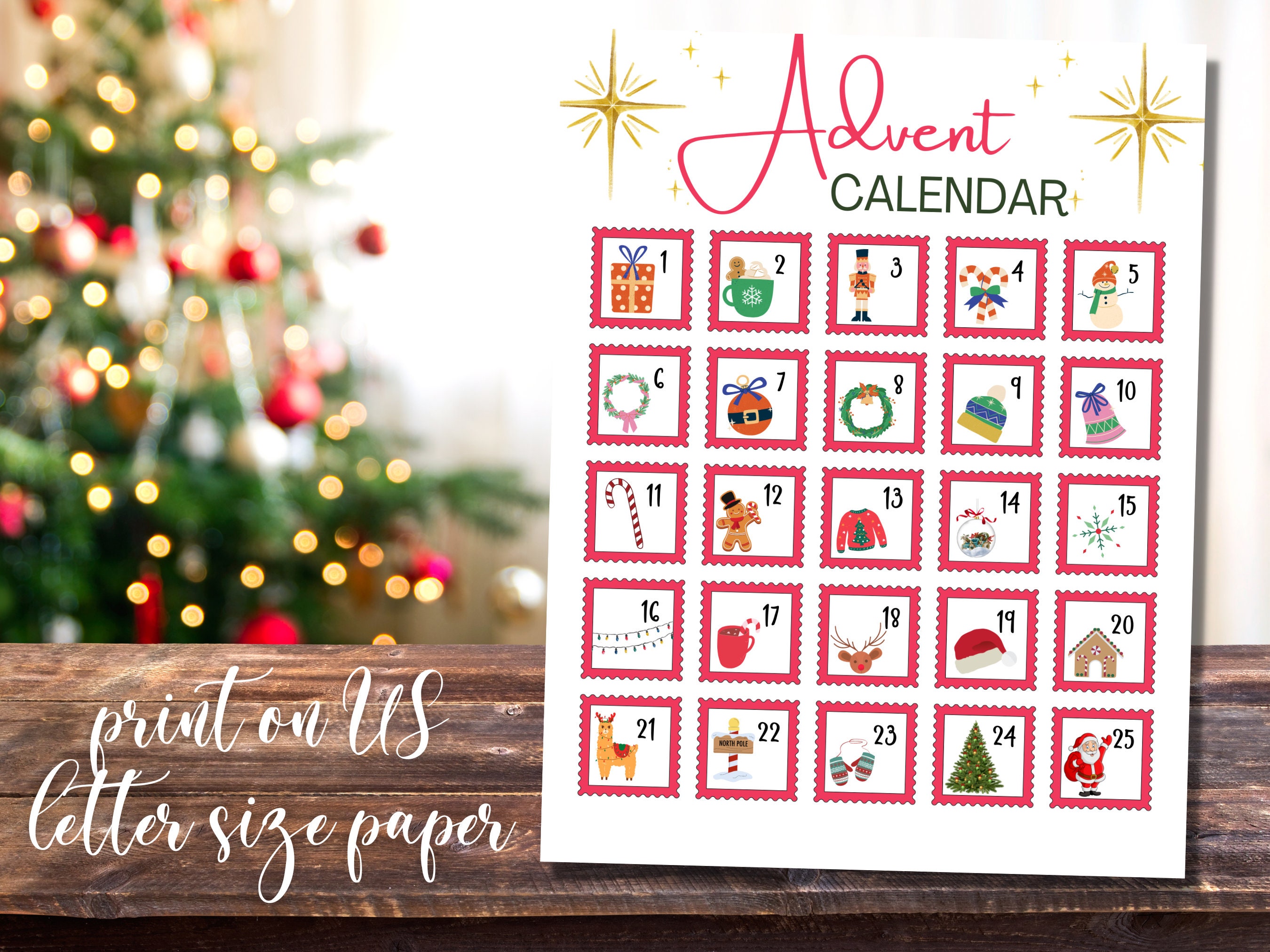 Advent Calendar | Advent Calendar Printable | Instant Download ...