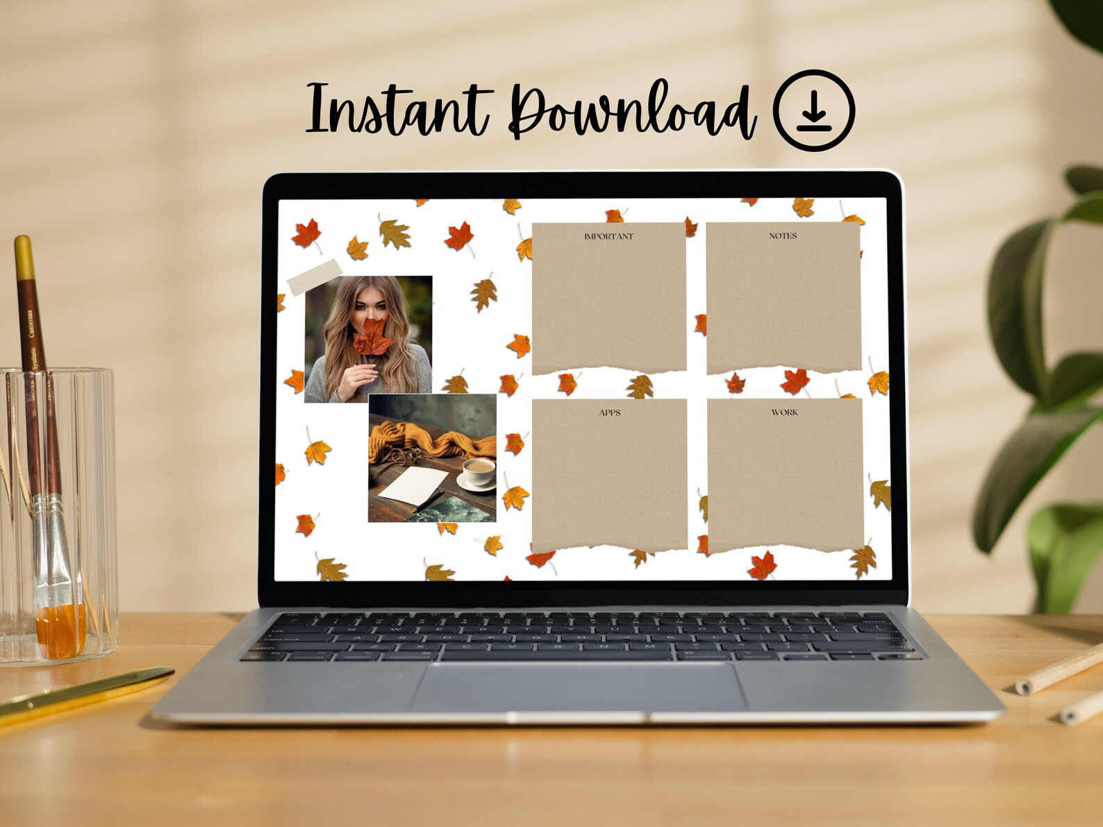 Editable Desktop Wallpaper Organizer | Folder Icons | Fall Desktop ...