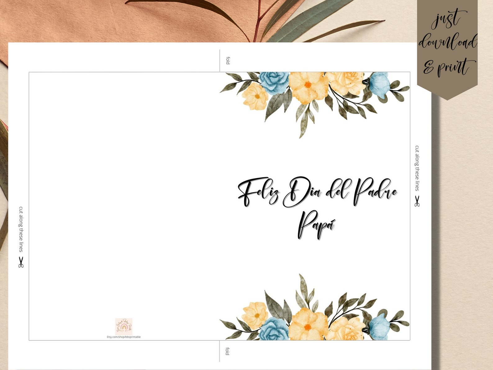 Feliz Dia Del Padre | Printable Card | Spanish Father's Day Card | PDF ...