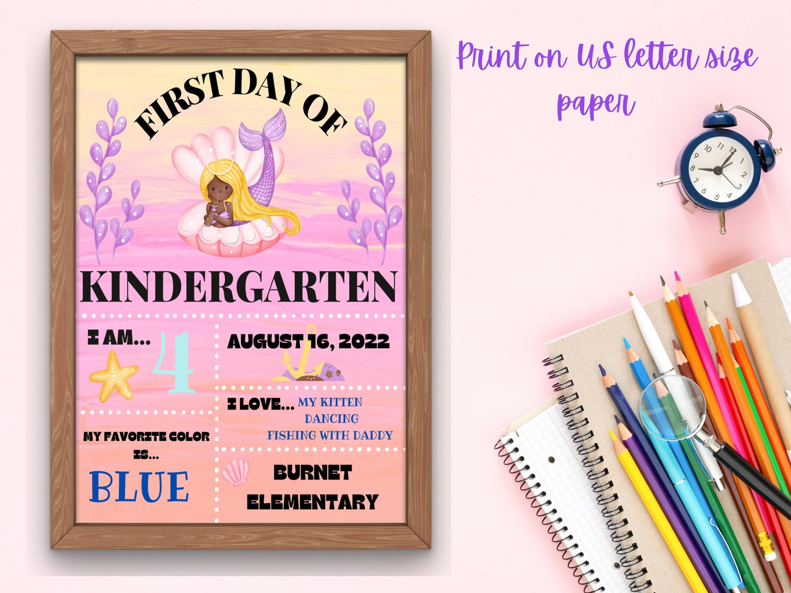 Editable Mermaid First Day of School Sign Reusable Back to School ...