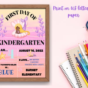 Editable Mermaid First Day of School Sign | Reusable Back to School ...