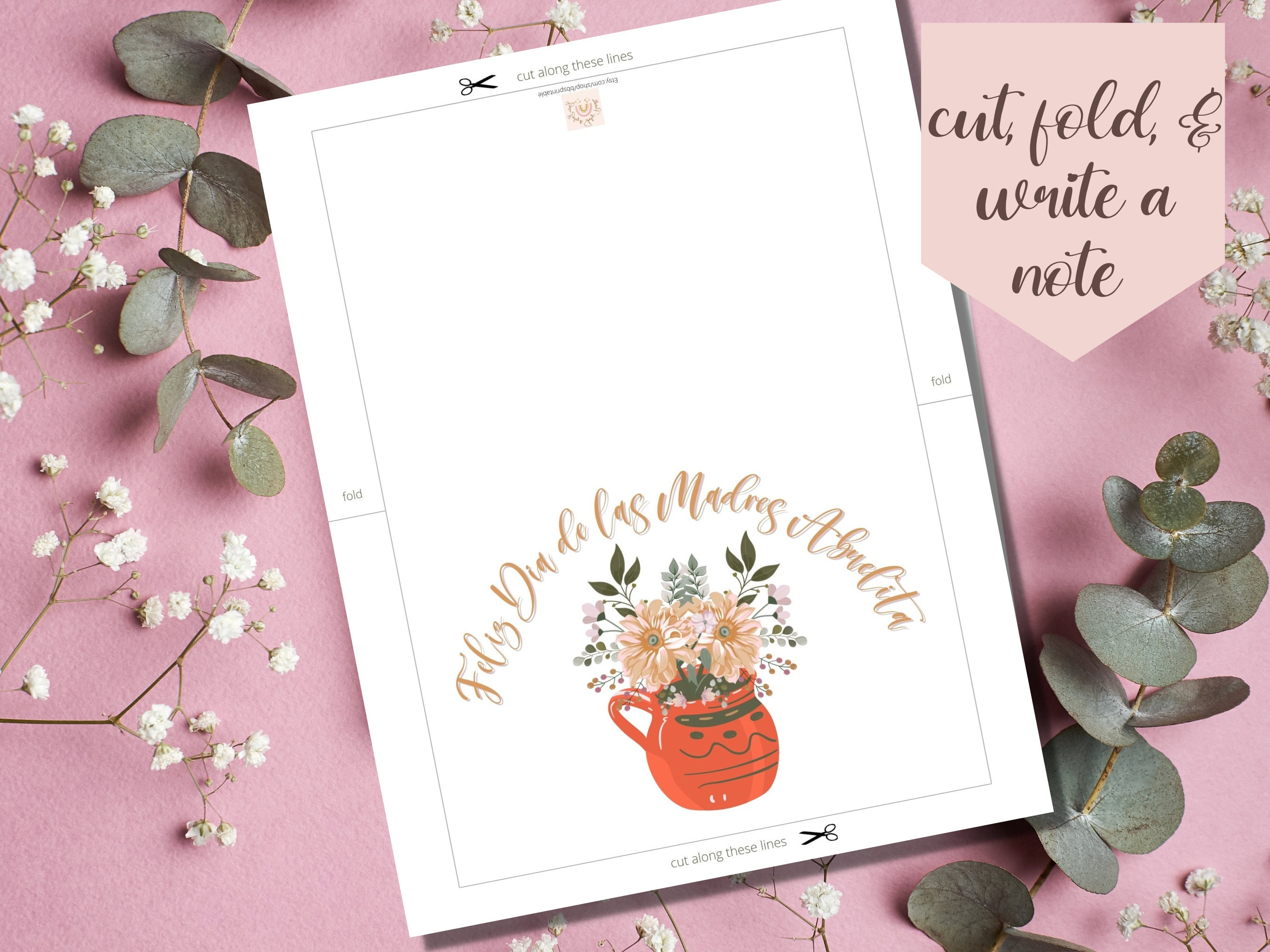 Dia De Las Madres | Printable Card | Spanish Mother's Day Card | 7 X 5 ...