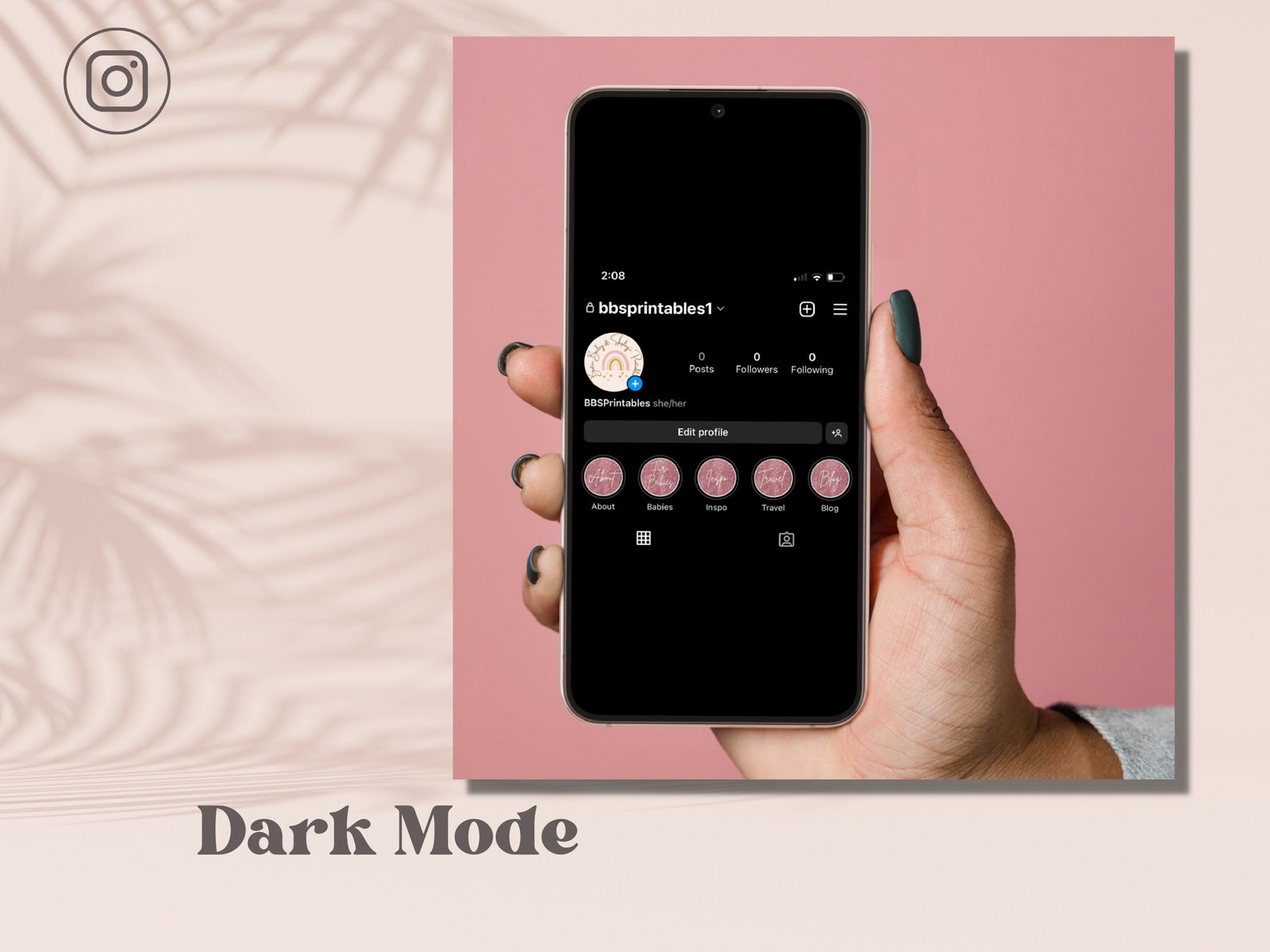 Editable Rose Gold Glitter Instagram Highlight Covers | Instagram ...