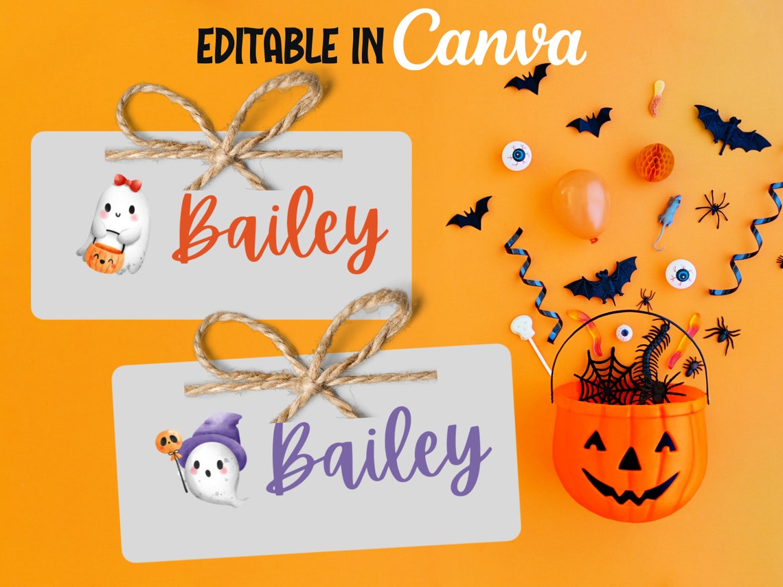 Editable Halloween Basket Tags | Halloween Tags Printable | Custom Kids ...