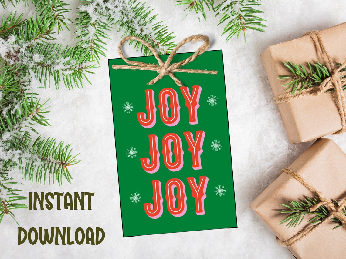 Christmas Gift Tags Printable Joy Christmas Gift Tags - Etsy