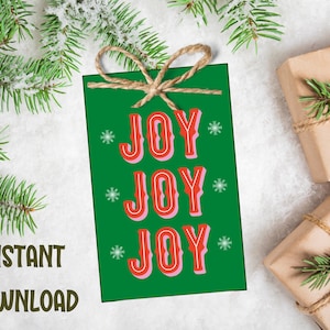 Christmas Gift Tags Printable | Joy Christmas Gift Tags | Printable ...