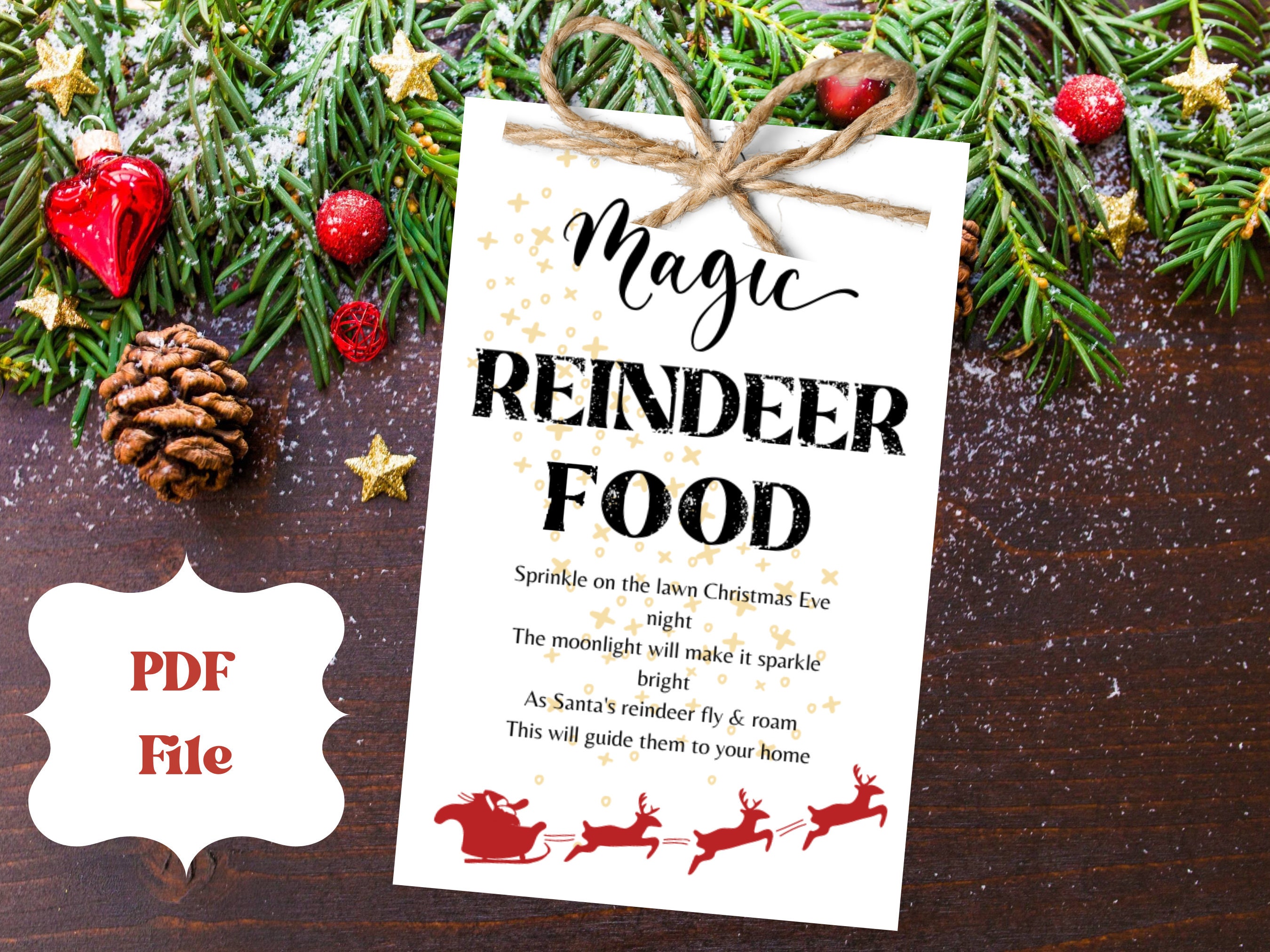 Printable Magic Reindeer Food Tag | Instant Download Christmas Eve ...