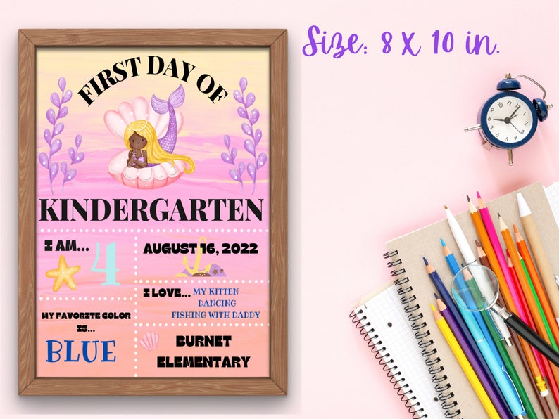 Editable Mermaid First Day of School Sign | Reusable Back to School ...