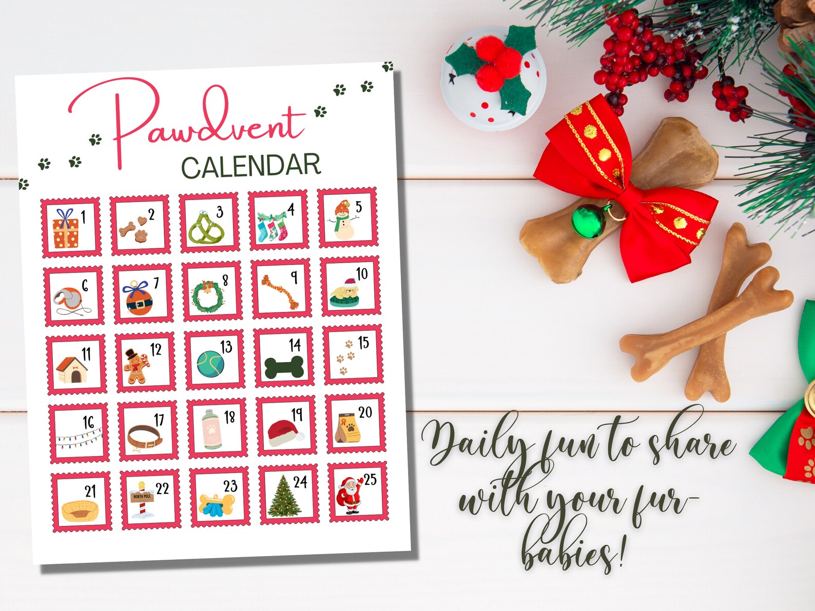 Dog Advent Calendar | Advent Calendar Printable | Instant Download ...