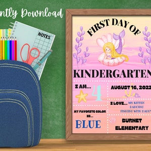 Editable Mermaid First Day of School Sign | Reusable Back to School ...
