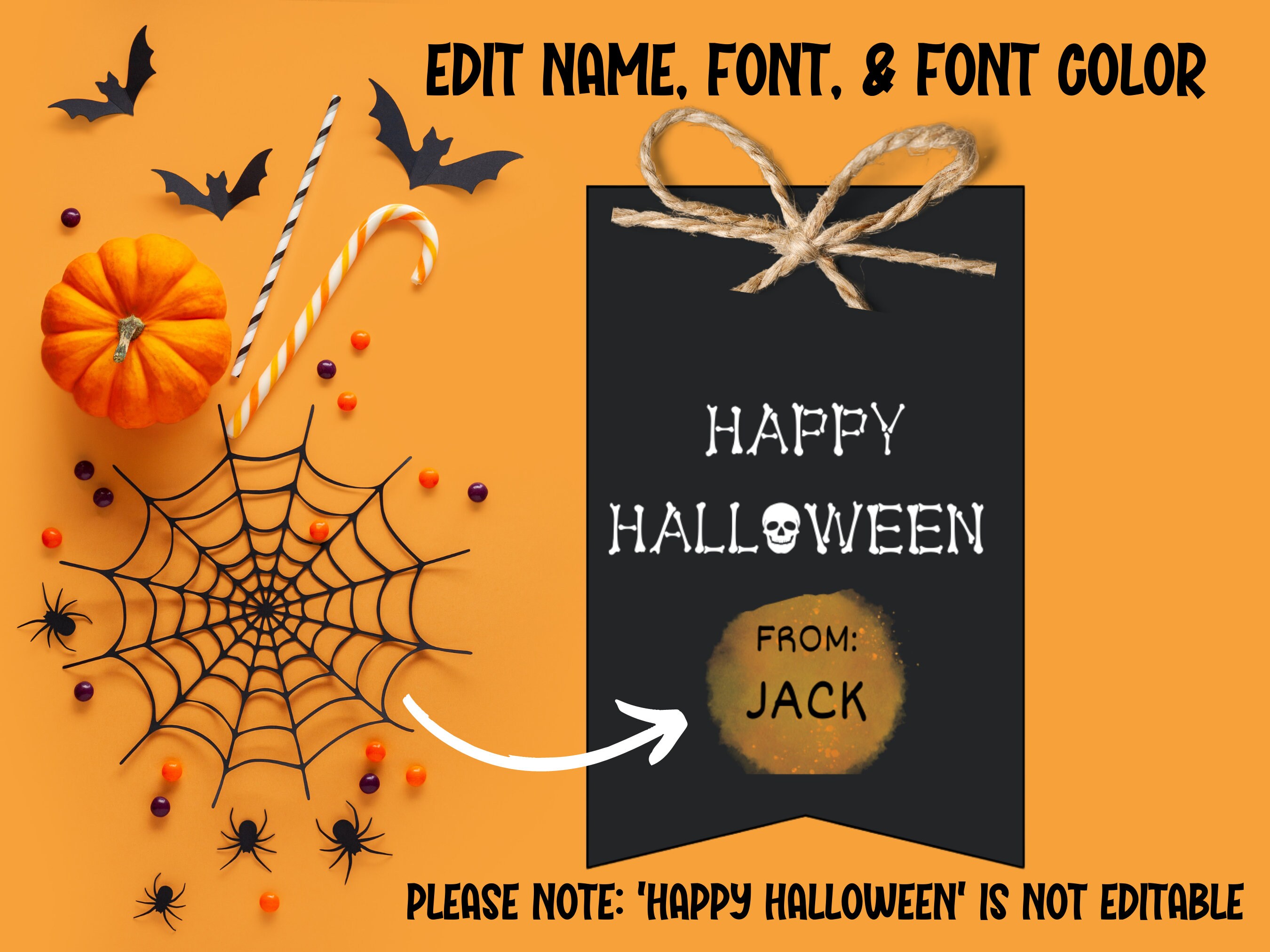 Editable Halloween Gift Tags | Halloween Tags Printable | Custom ...