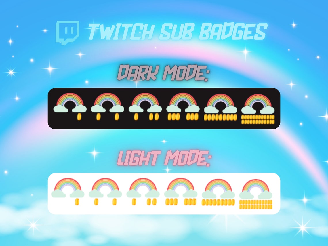 Sub Badges Rainbow and Gold Twitch Sub Badges Twitch Bit Badges Badges ...