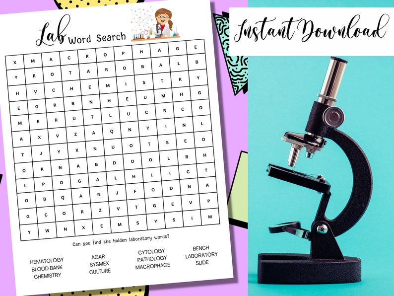 Lab Week Game | Lab Word Search | Lab Word Puzzle | Lab Game Printable ...