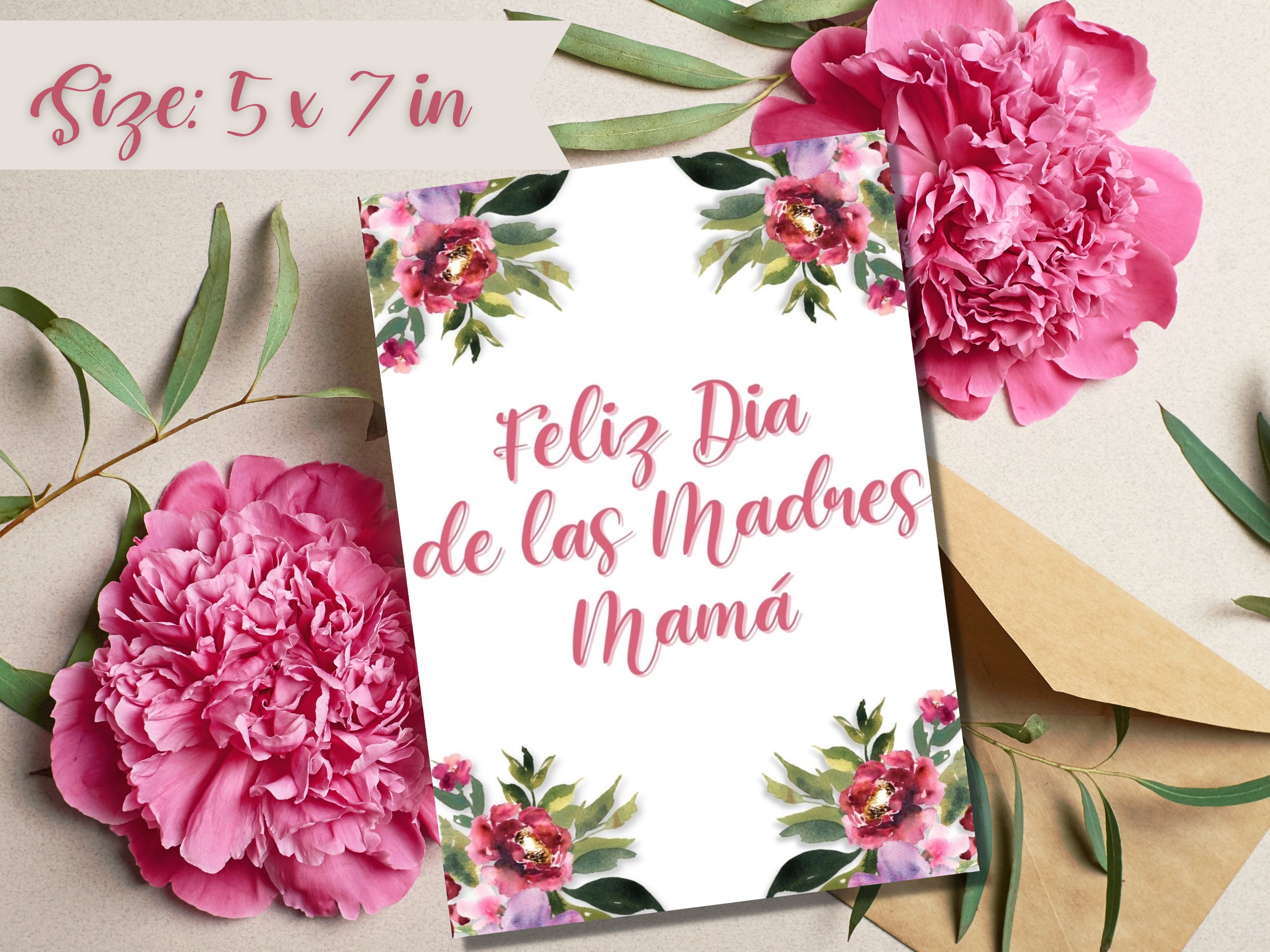 Dia De Las Madres Printable Card Spanish Mother's Day Card PDF File 5 X ...