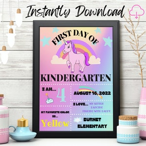 Editable Unicorn First Day of School Sign | Reusable Back to School ...