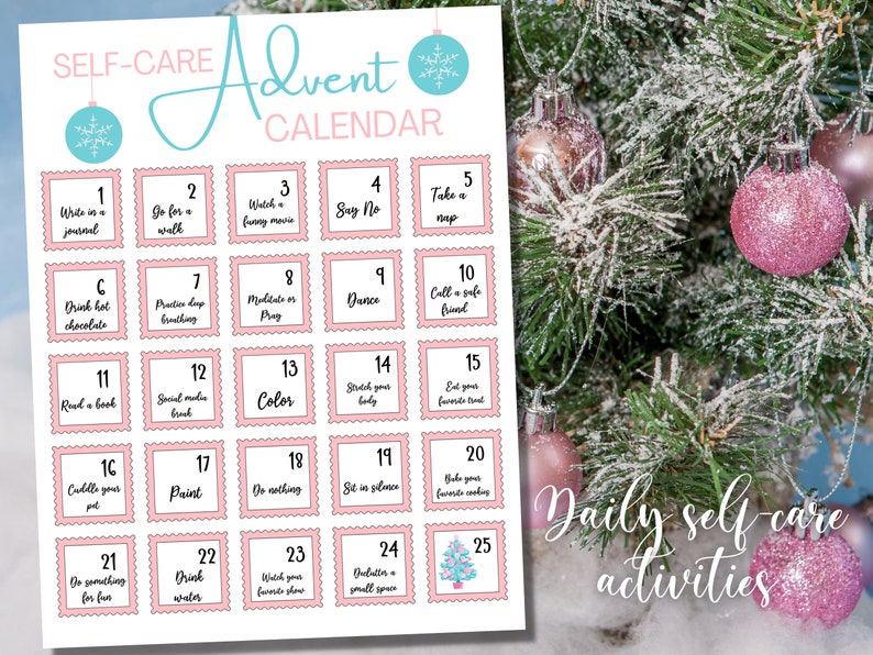 Self Care Advent Calendar | Advent Calendar Printable | Self Care ...