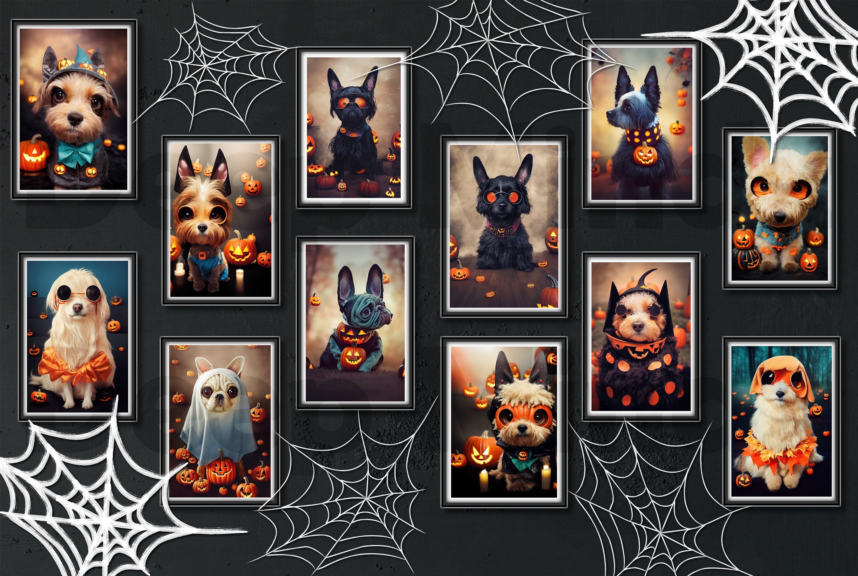 12 Cute Puppies on Halloween Costume Set Download Spooky - Etsy
