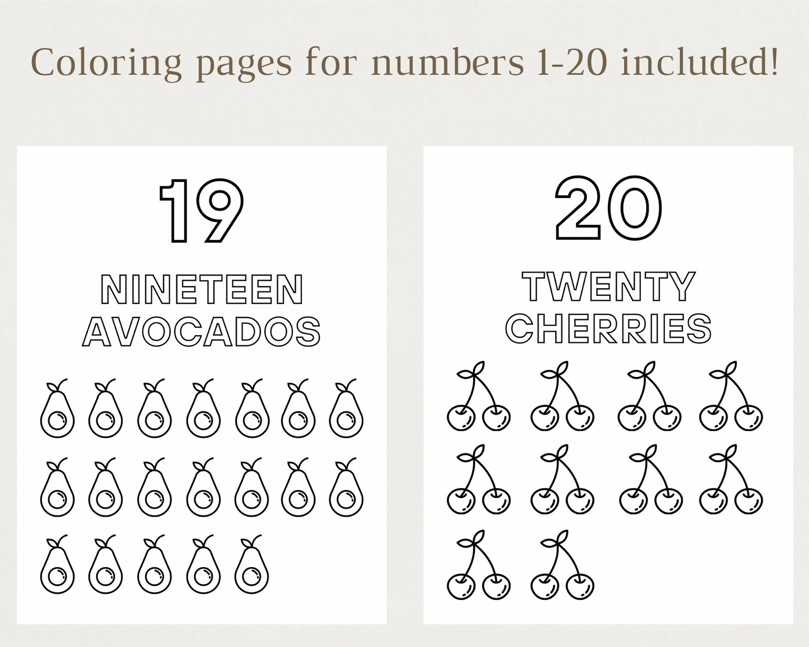 Learning to Count / Printable Coloring Pages - Etsy