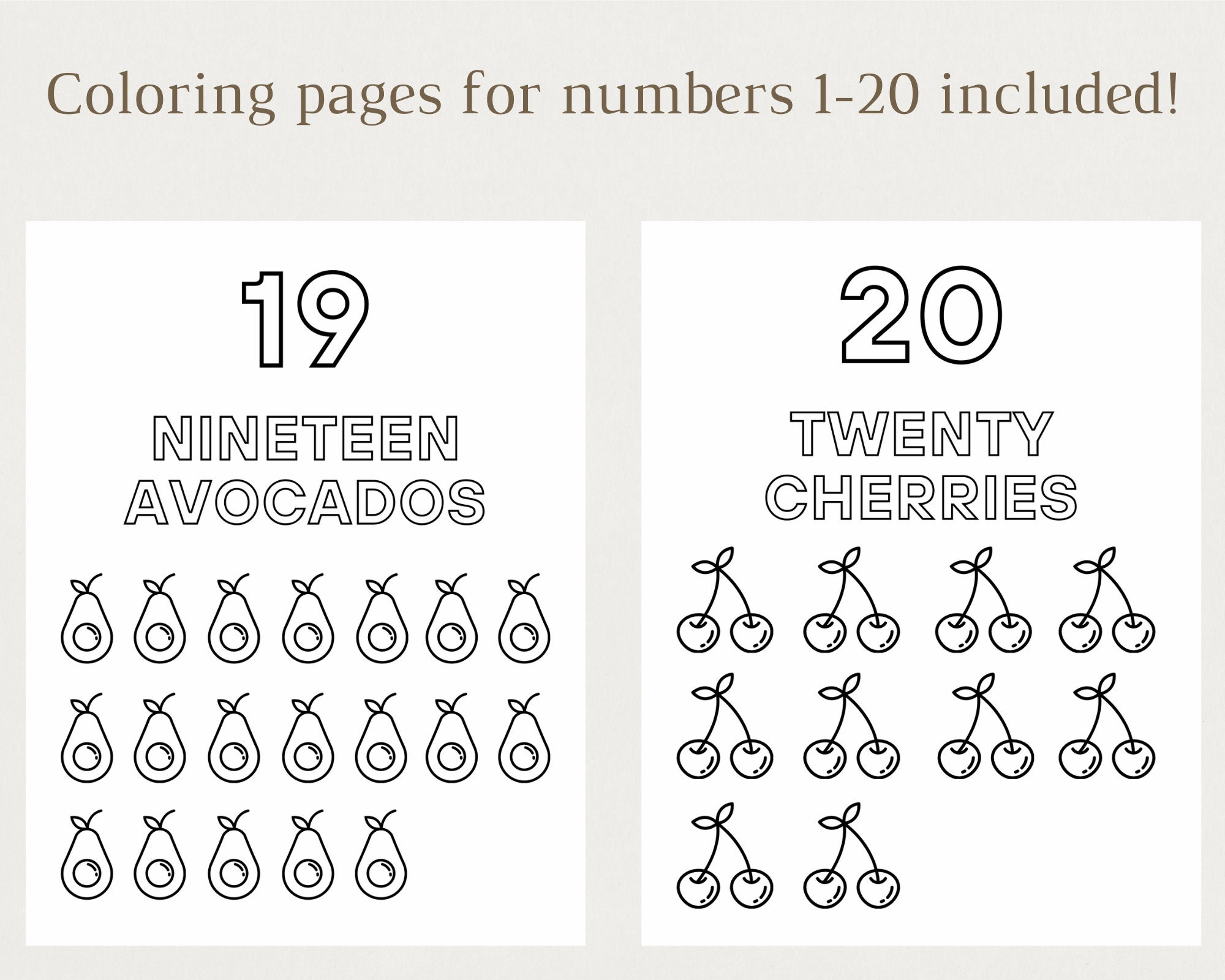 Learning to Count / Printable Coloring Pages - Etsy