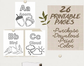 Funny ABC Alphabet Coloring Page for Kids Instant PDF, JPEG Download ...