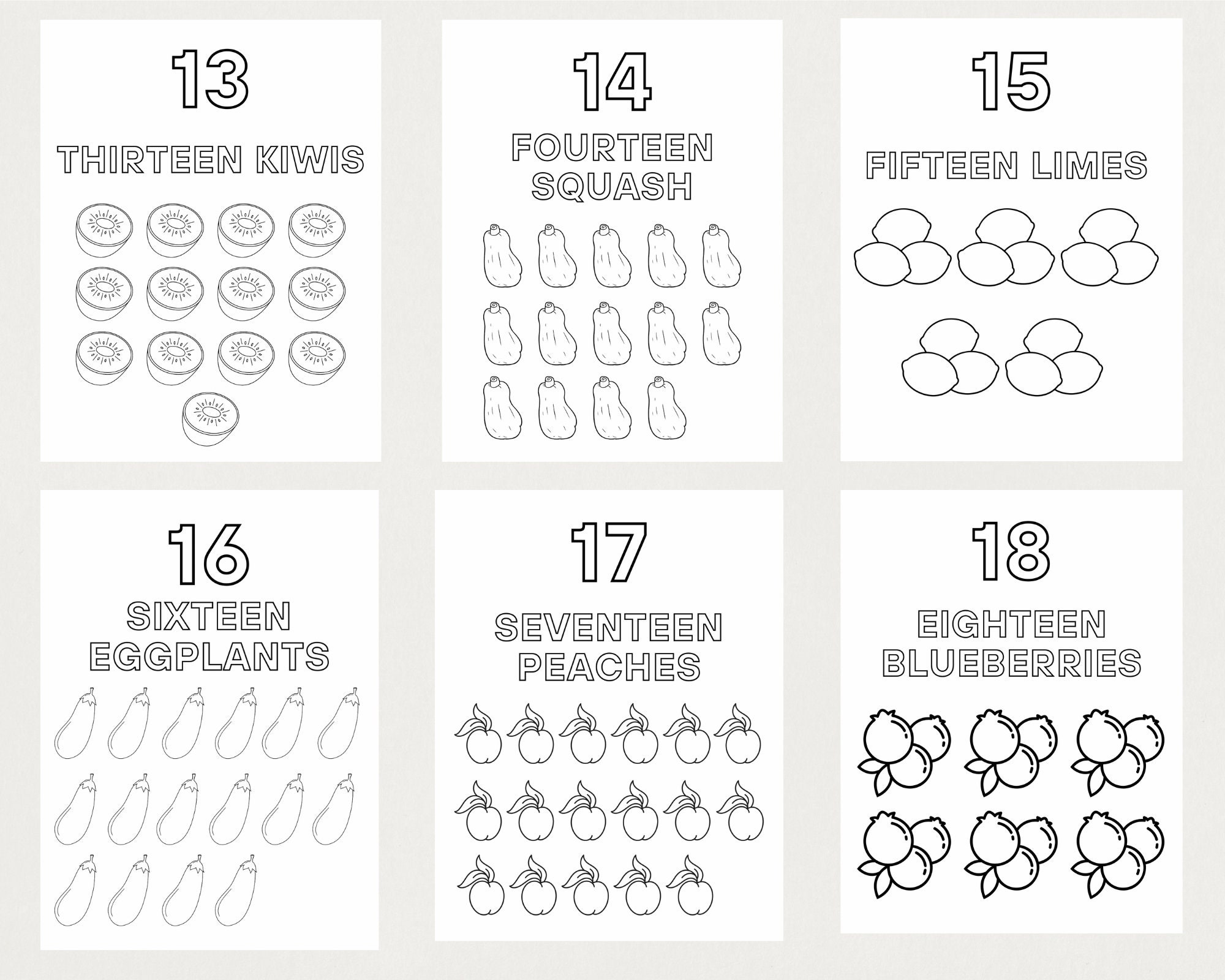 Learning to Count / Printable Coloring Pages - Etsy