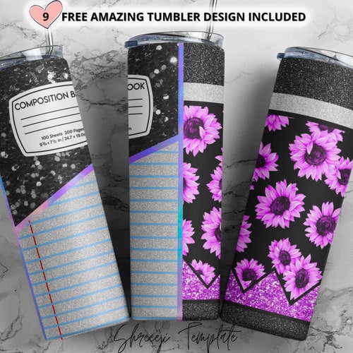 Composition Book Pencil Glitter Tumbler Design Sublimation - Etsy