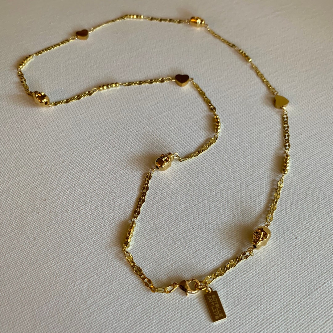 Gold Hearts & Skulls Custom Design Chain Necklace - Etsy