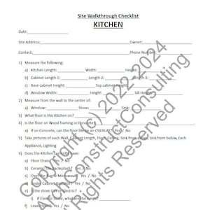 Printable Kitchen Walkthrough Checklist | Contractor & Architect Site ...