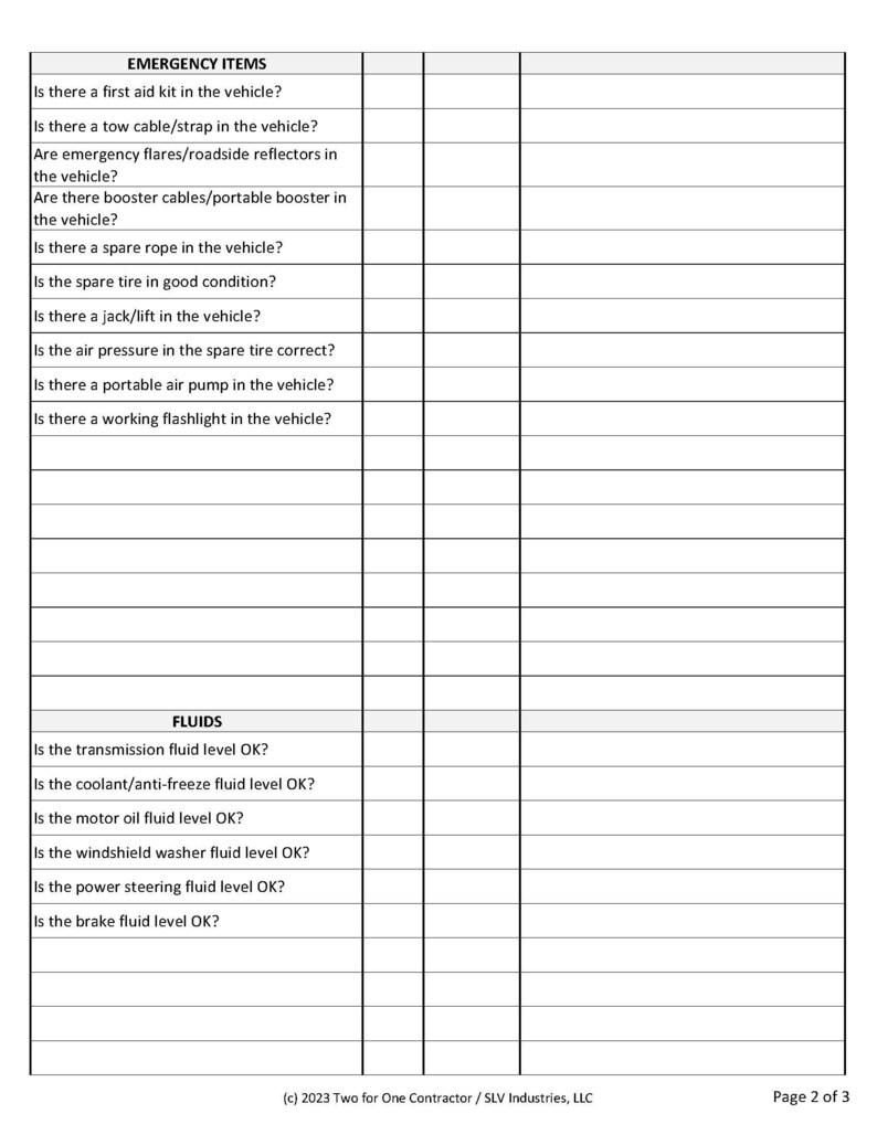 Printable Fleet Management Vehicle Maintenance Log. Construction Truck ...