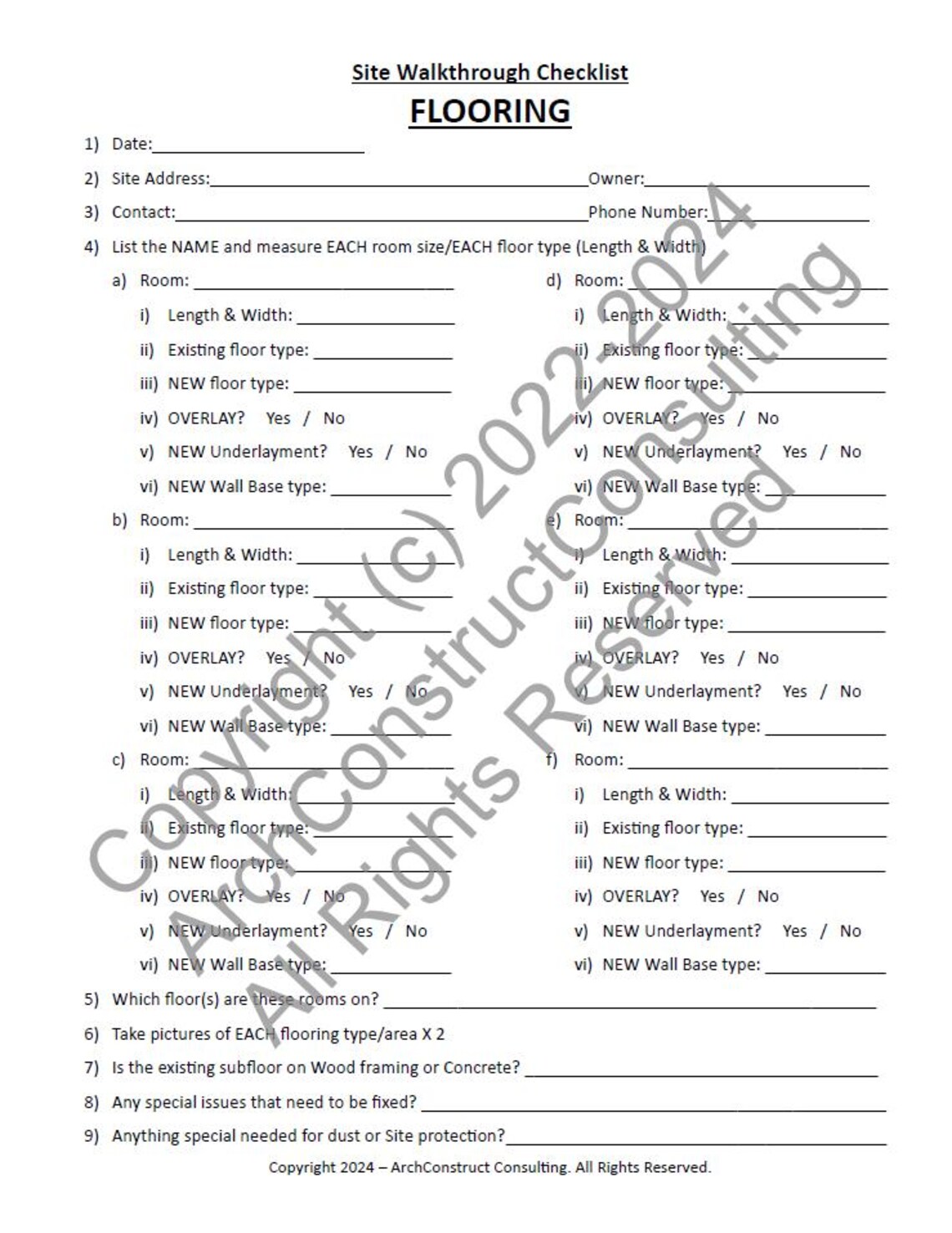 Printable Walkthrough Checklist Bundle | Flooring, Bathroom & Kitchen ...