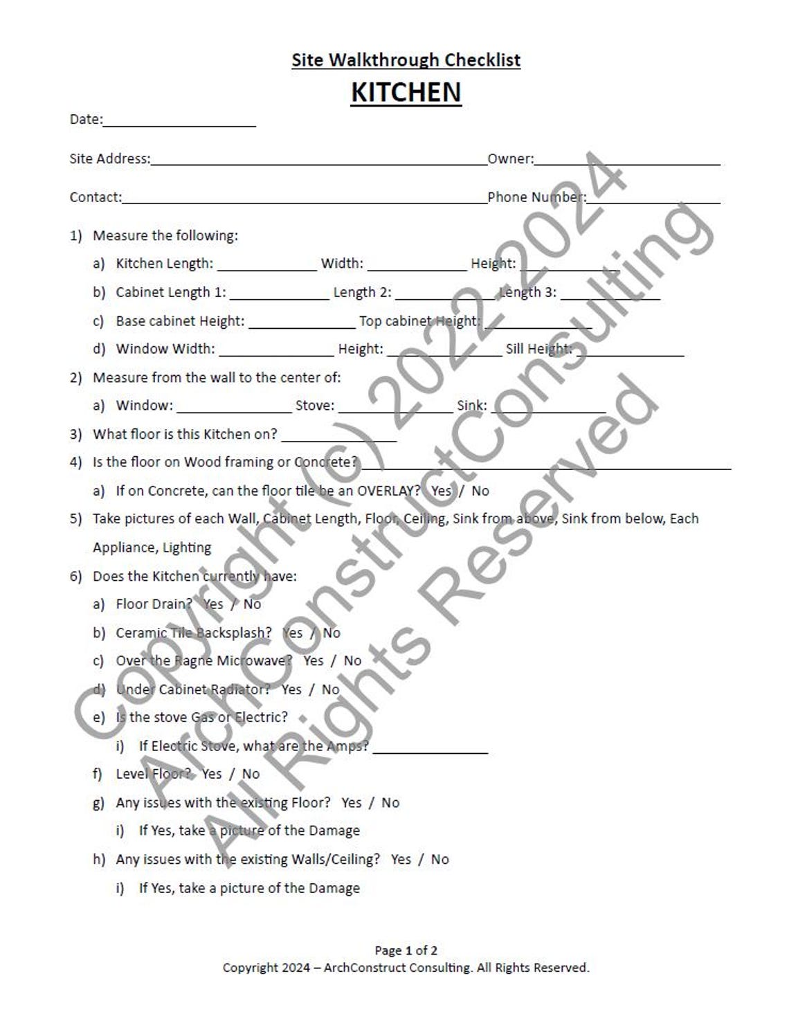 Printable Walkthrough Checklist Bundle | Flooring, Bathroom & Kitchen ...