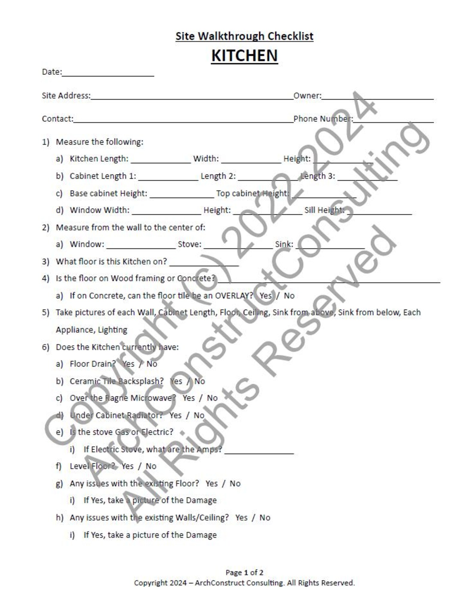Printable Walkthrough Checklist Bundle | Flooring, Bathroom & Kitchen ...