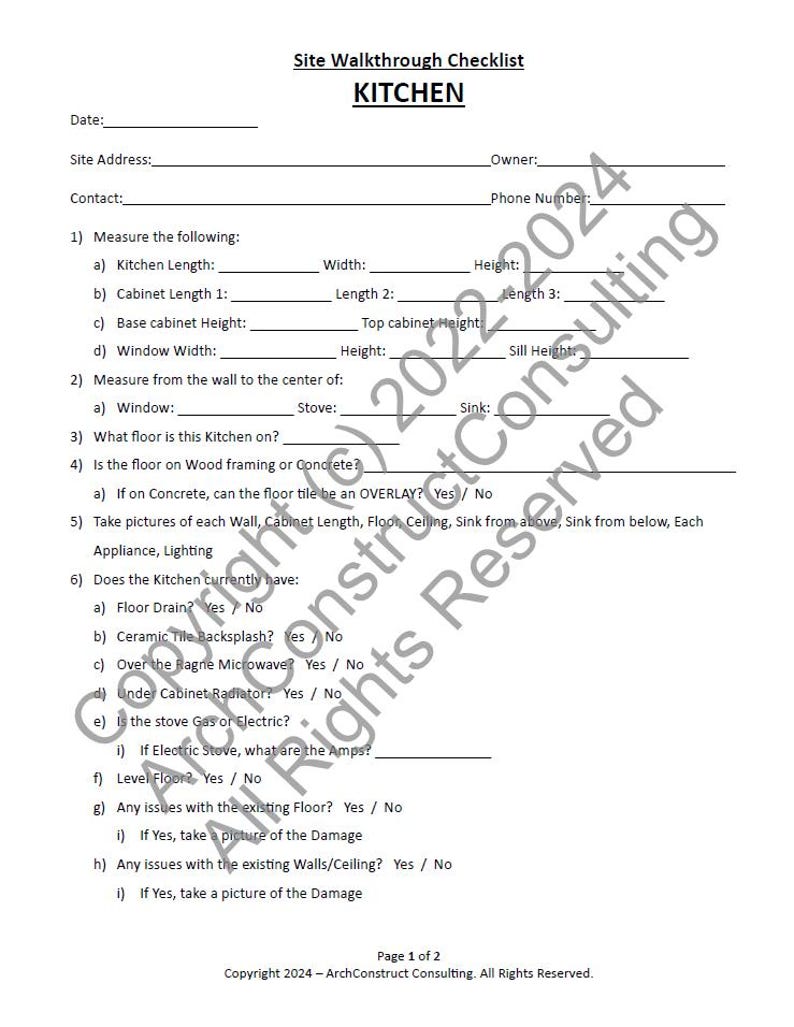 Printable Walkthrough Checklist Bundle | Flooring, Bathroom & Kitchen ...