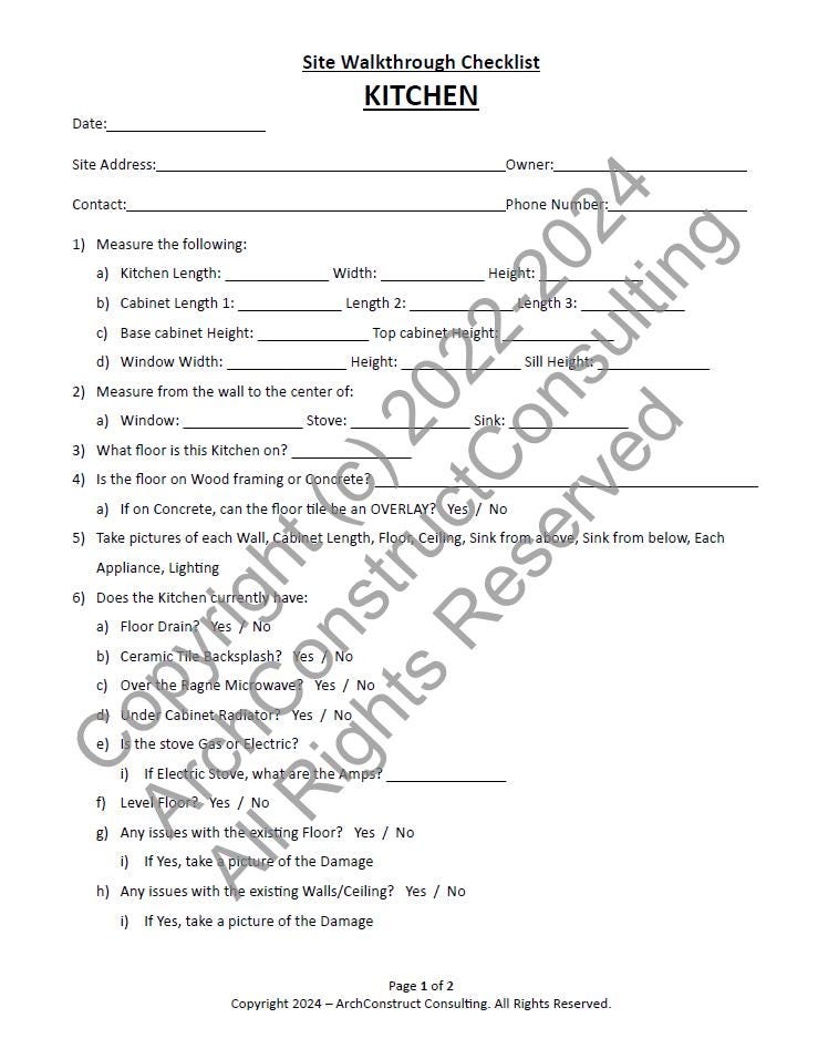 Printable Walkthrough Checklist Bundle Flooring, Bathroom & Kitchen ...