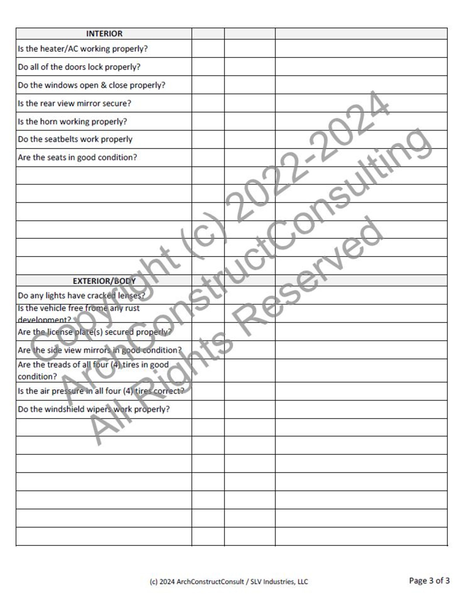 Printable Fleet Management - Vehicle Maintenance Log for Construction ...