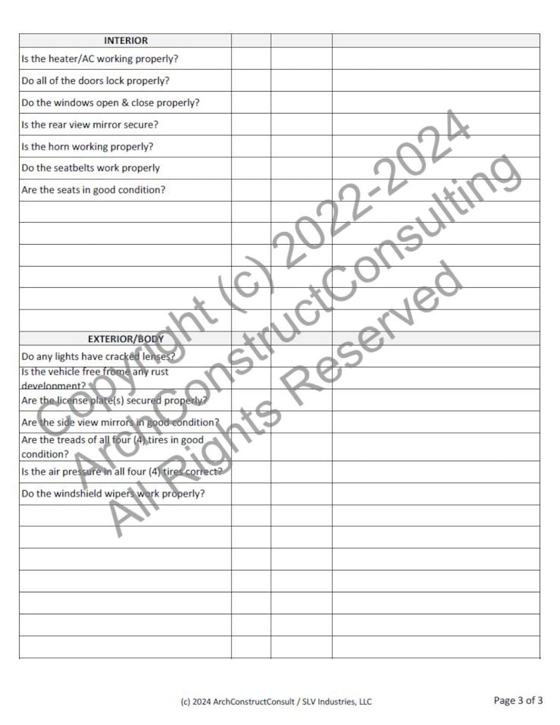 Printable Fleet Management - Vehicle Maintenance Log for Construction ...