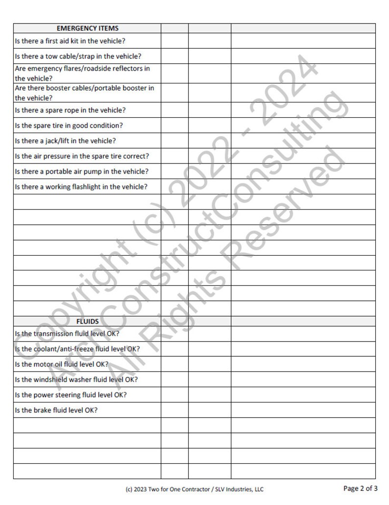 Printable Fleet Management Vehicle Maintenance Log for Construction ...
