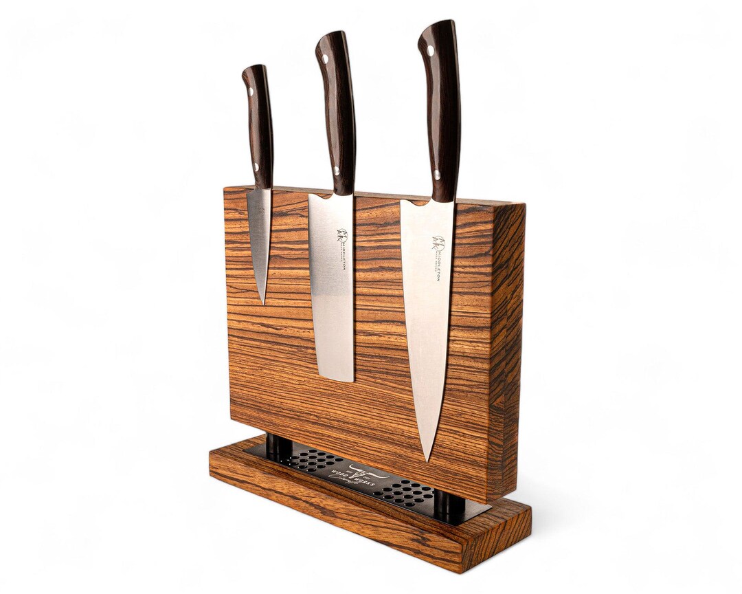 Solid Hardwood Magnetic Knife Block - Etsy