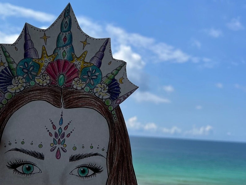 Mermaid Crown in the Sea Coloring Page PDF - Etsy