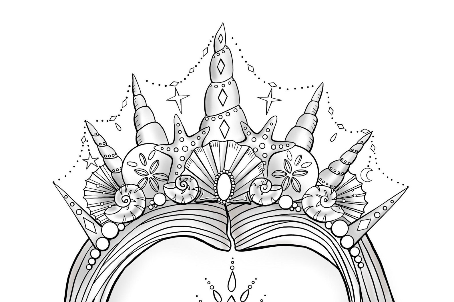 Mermaid Crown in the Sea Coloring Page PDF - Etsy Australia