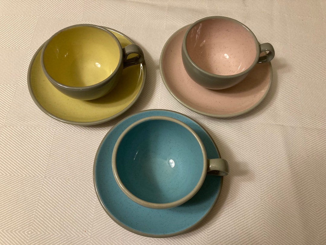Harkerware: Saucers Blue Mist, Golden Dawn, Shell Pink Saucers - Etsy