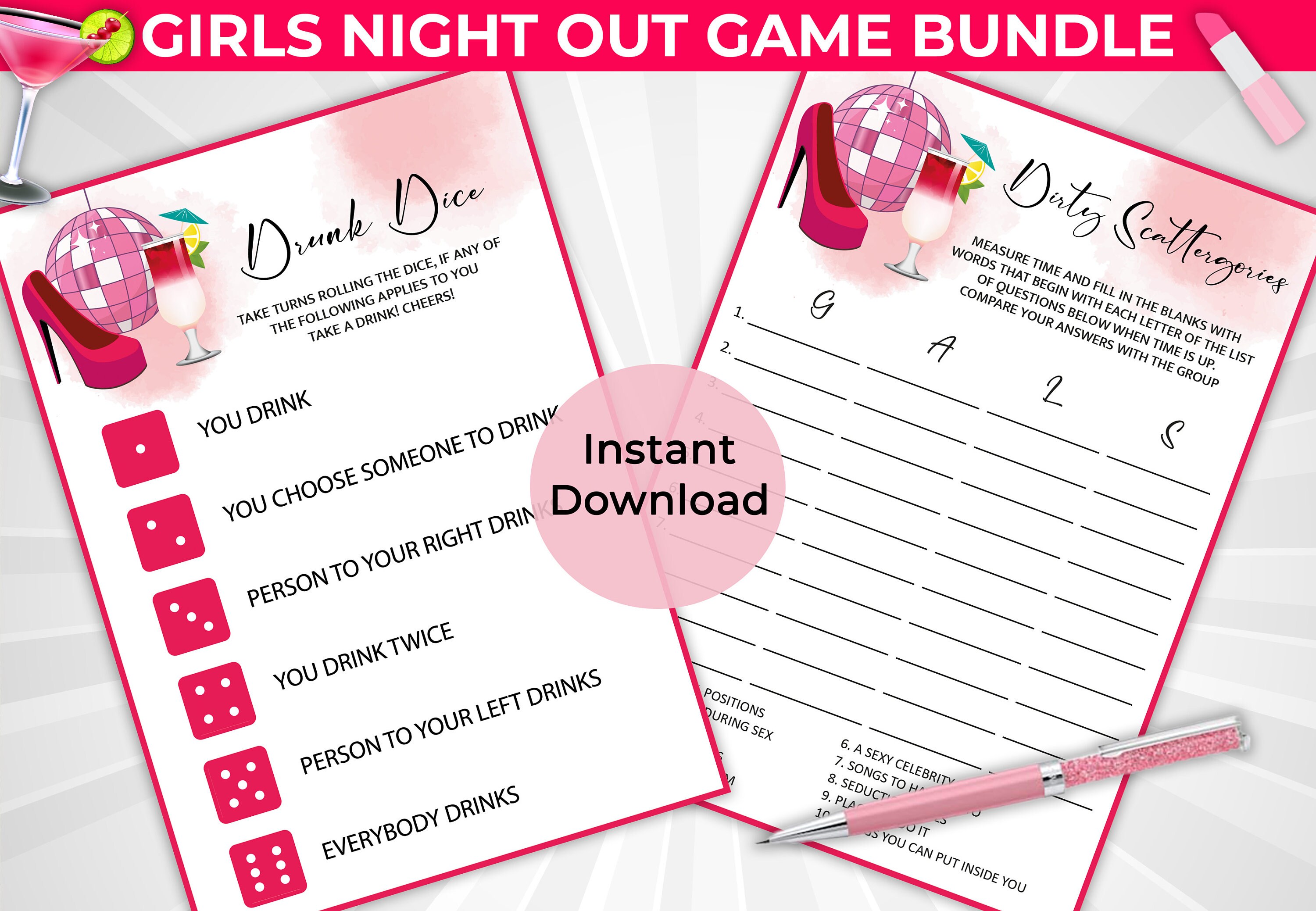 Girls Night Game Bundle | Top 5 Adult Party Games | Instant Download ...