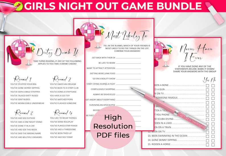 Girls Night Game Bundle | Top 5 Adult Party Games | Instant Download ...