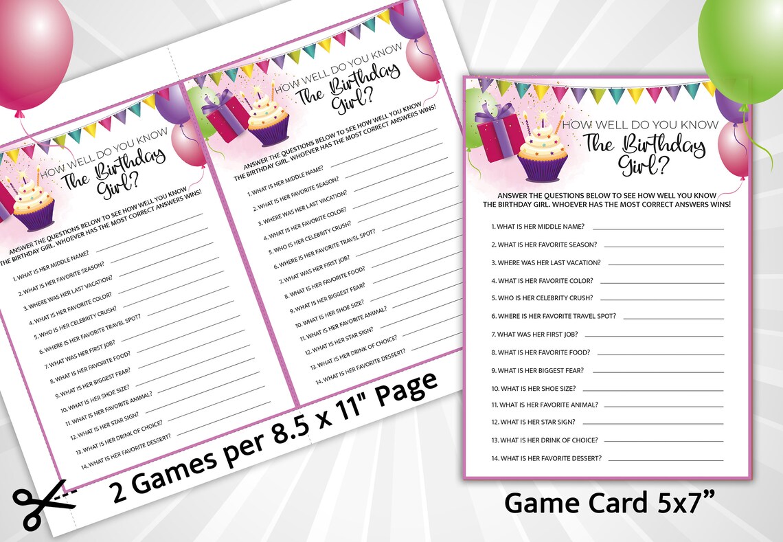 Birthday Girl Game Bundle | Top 5 Birthday Party Games | Instant ...
